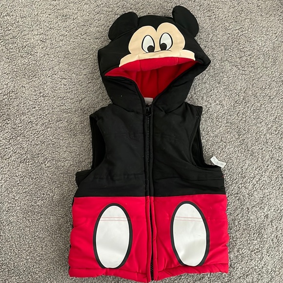 Disney | Jackets & Coats | Nwt Disney Mickey Mouse Puff Vest Black Red ...